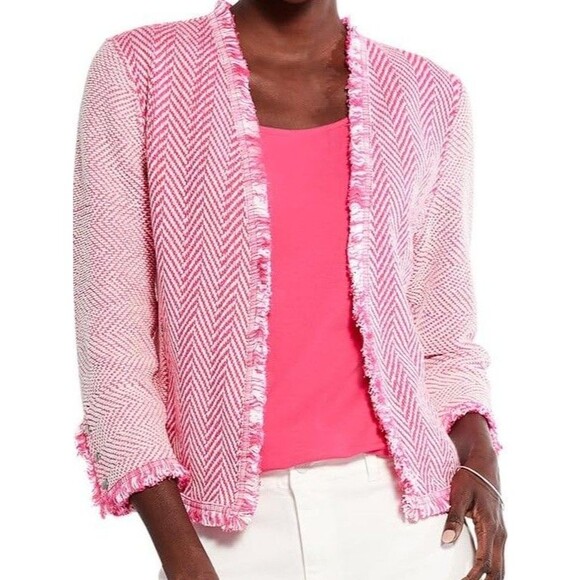 NIC+ZOE | Jackets & Coats | Niczoe Jacket Womens Large Pink Herringbone ...
